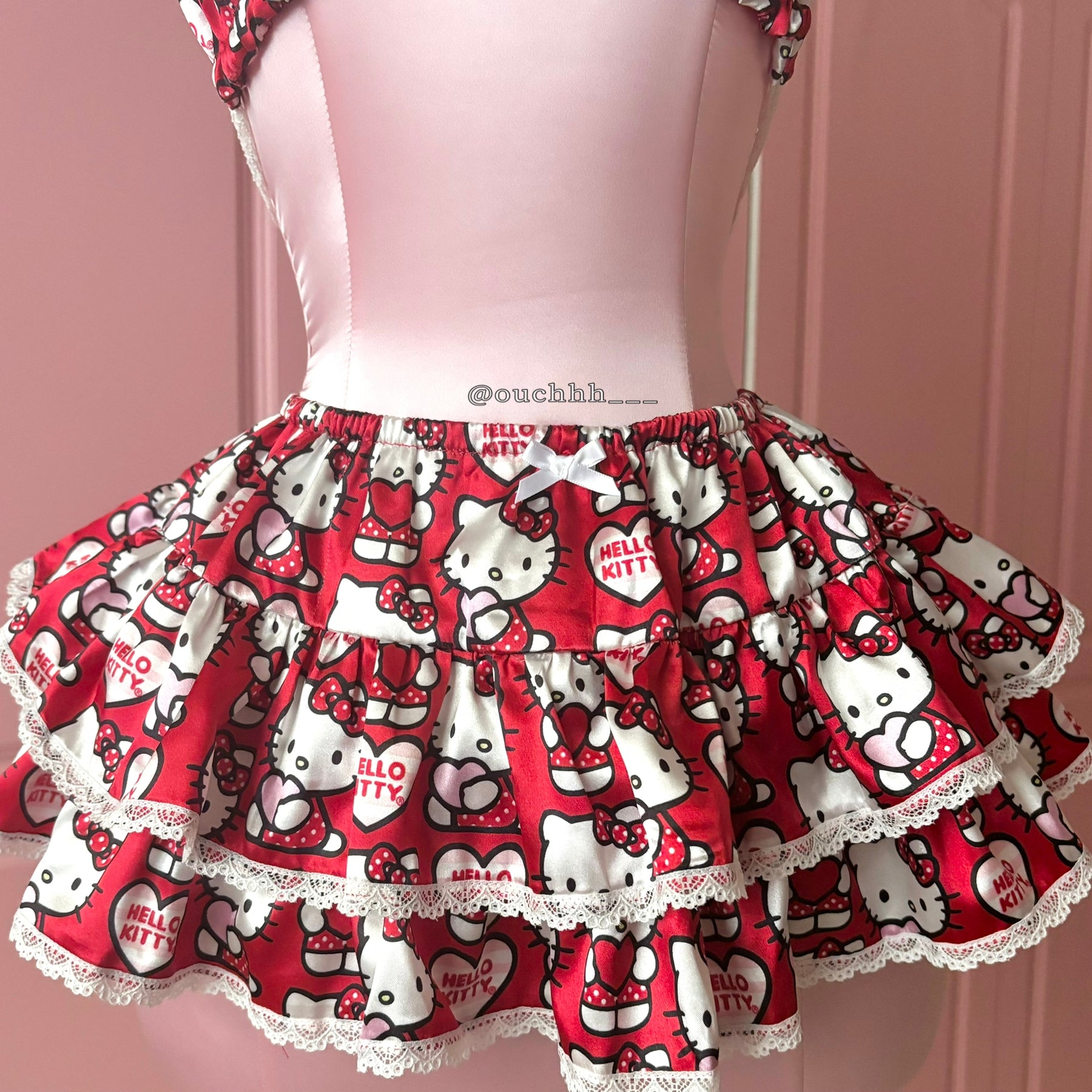 Lovable Kitty Satin Bra top and Mini Skirt Set